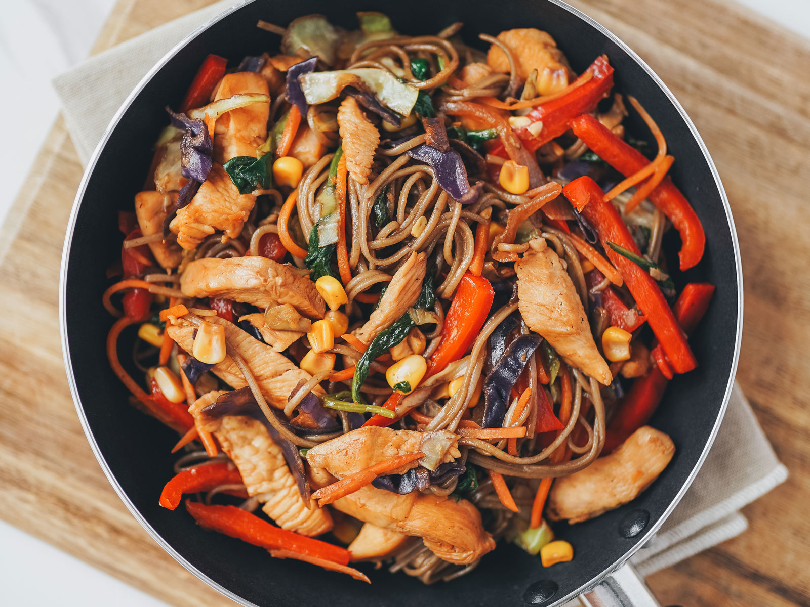 Easy Soba Stir-Fry with Chicken - Chloe Ting Recipes