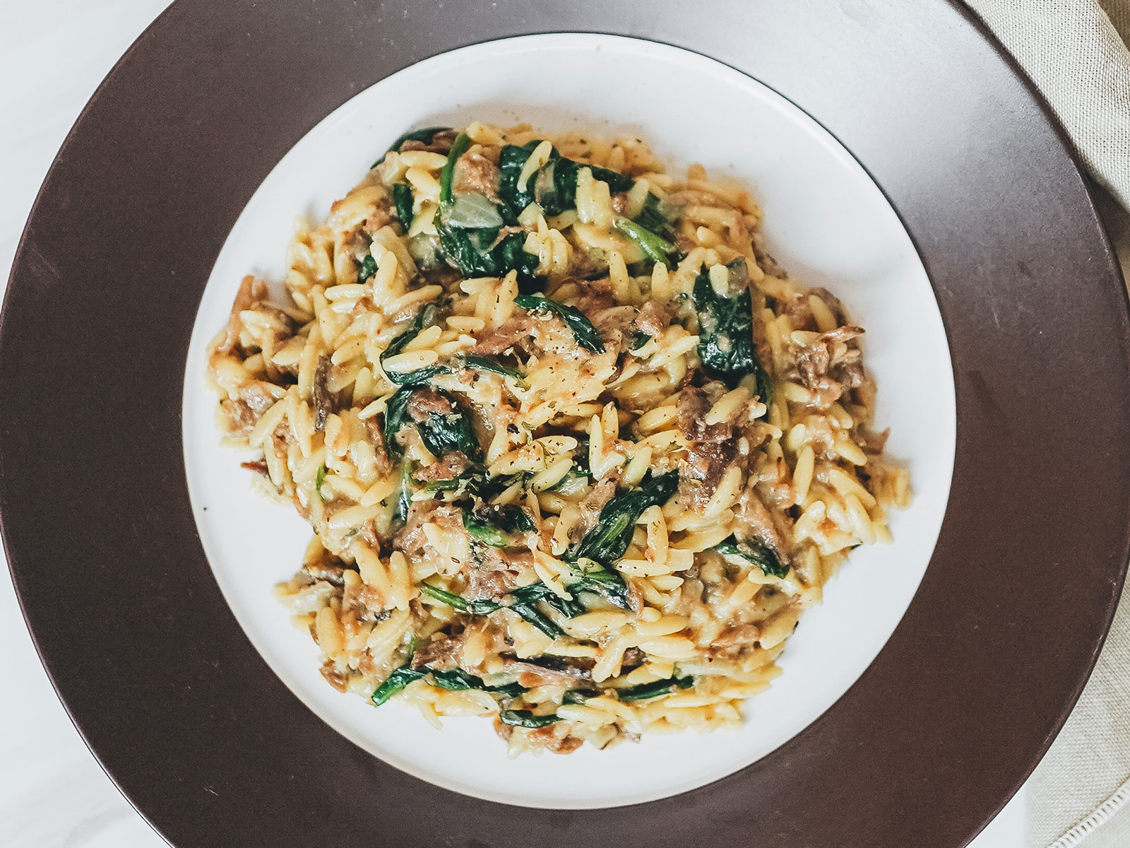 One Pan Creamy Vegan Orzo - Chloe Ting Recipes