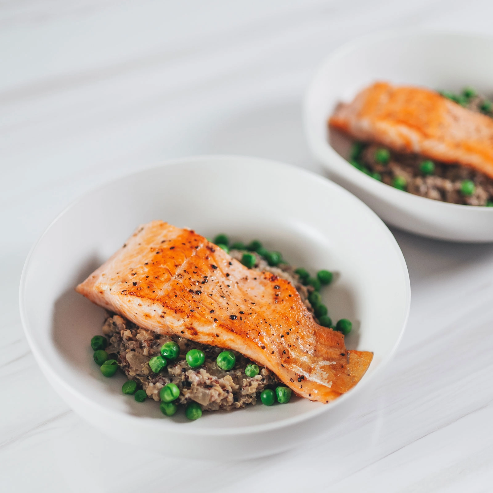 Pan Seared Salmon with Quinoa Risotto - Chloe Ting Recipes