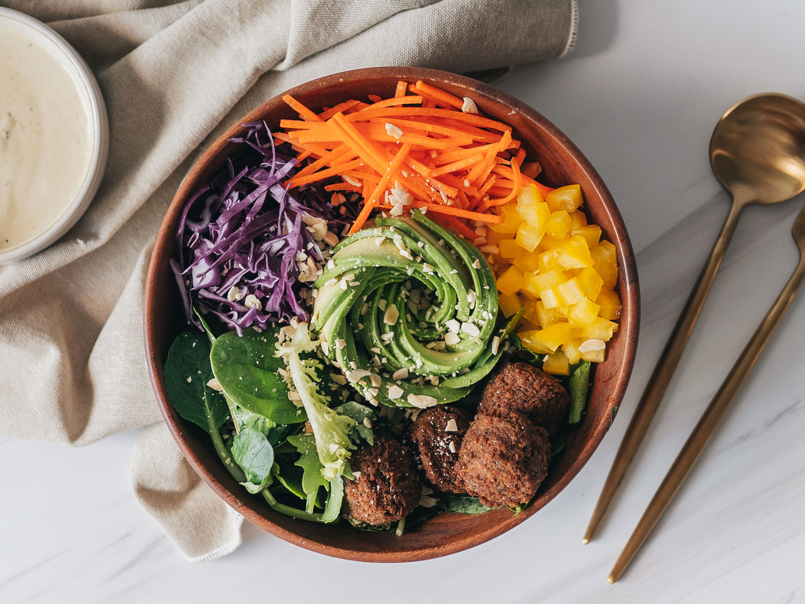 Rainbow Falafel Salad Bowl - Chloe Ting Recipes