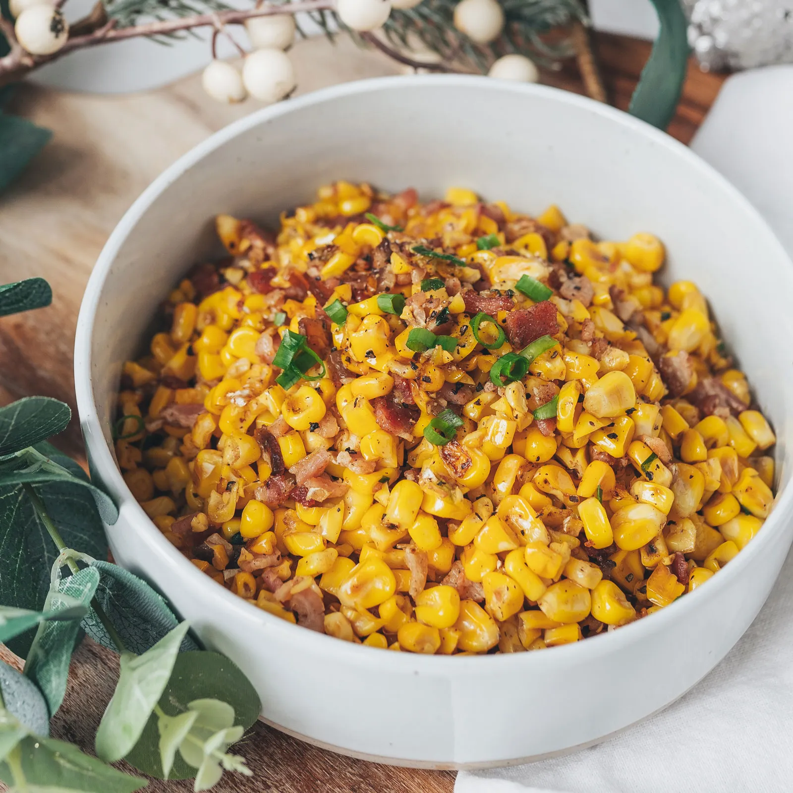 Fresh Corn Sauté with Bacon and Scallion - Chloe Ting Recipes