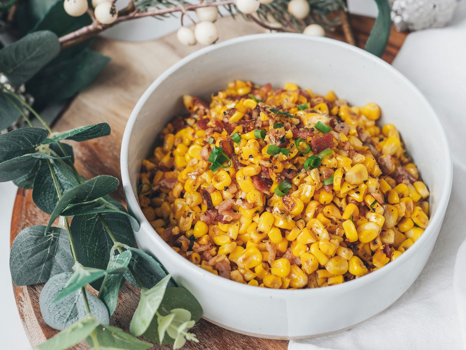 Fresh Corn Sauté with Bacon and Scallion - Chloe Ting Recipes