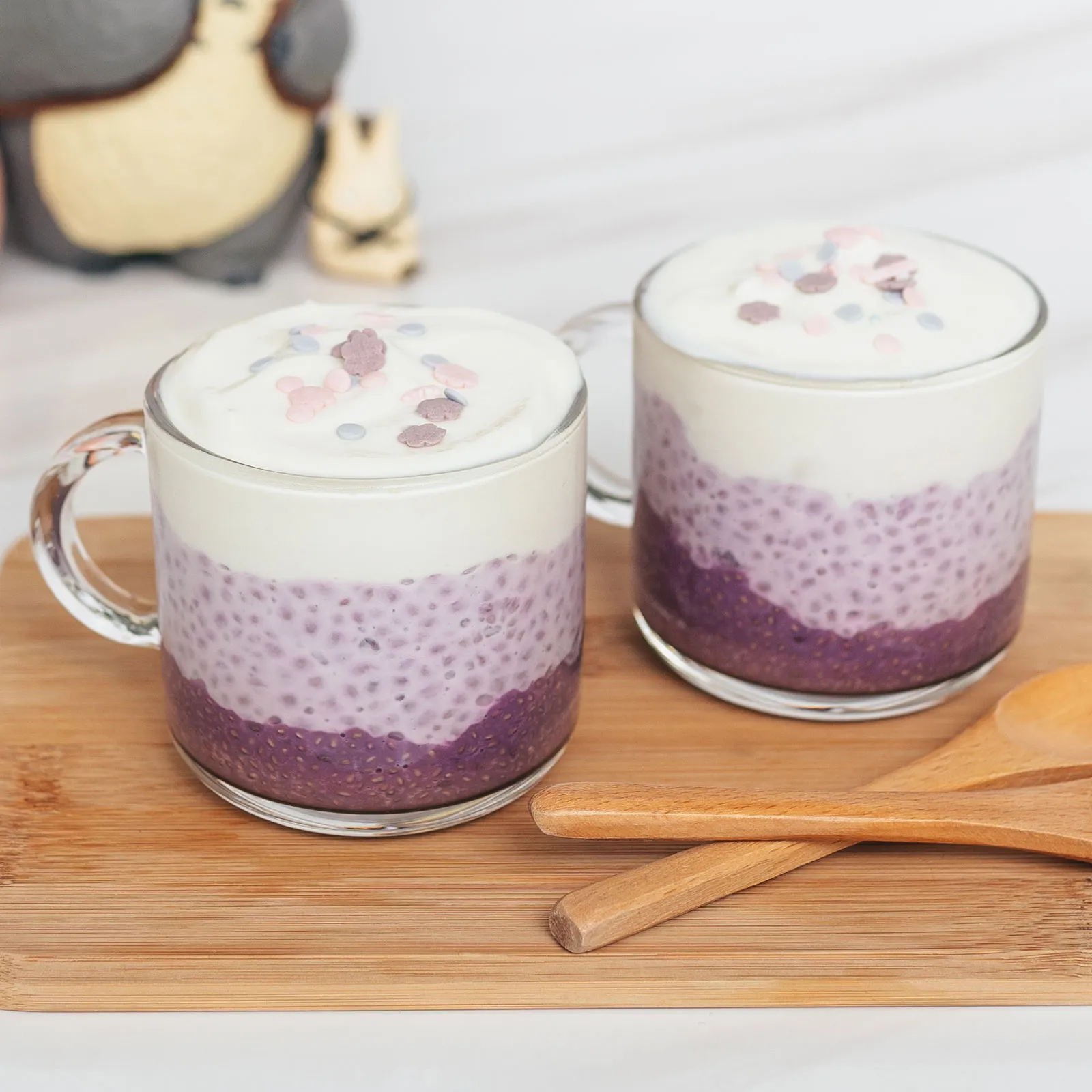 Taro Milk Tea Chia Pudding - Chloe Ting Recipes